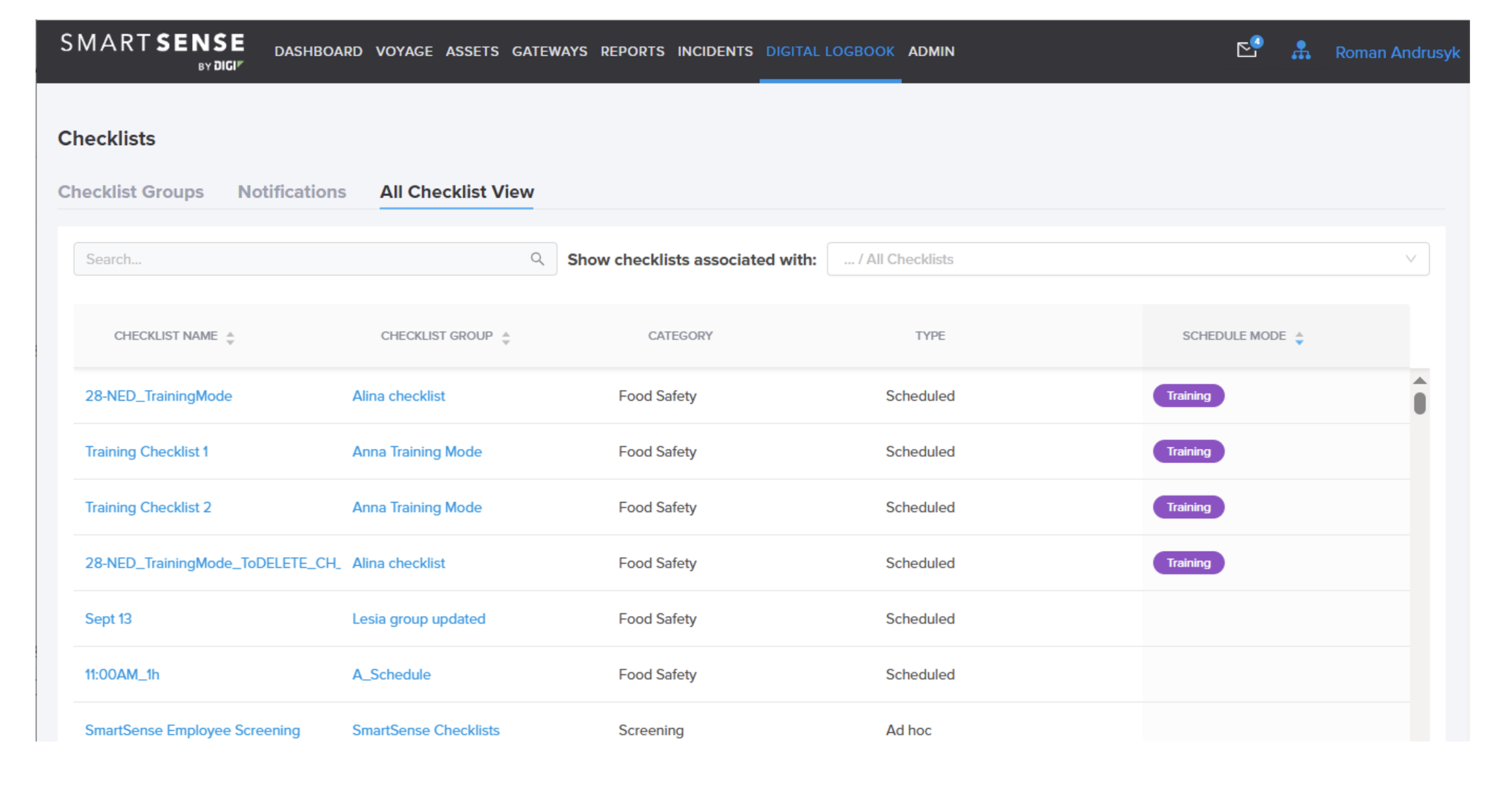 Web App: Enable Training Mode – SmartSense
